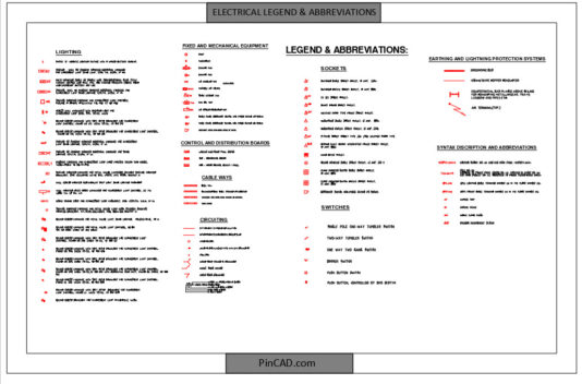 Electrical Legend & Abbreviations CAD Block - PinCad