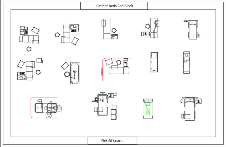 Patient Beds CAD Block - PinCad