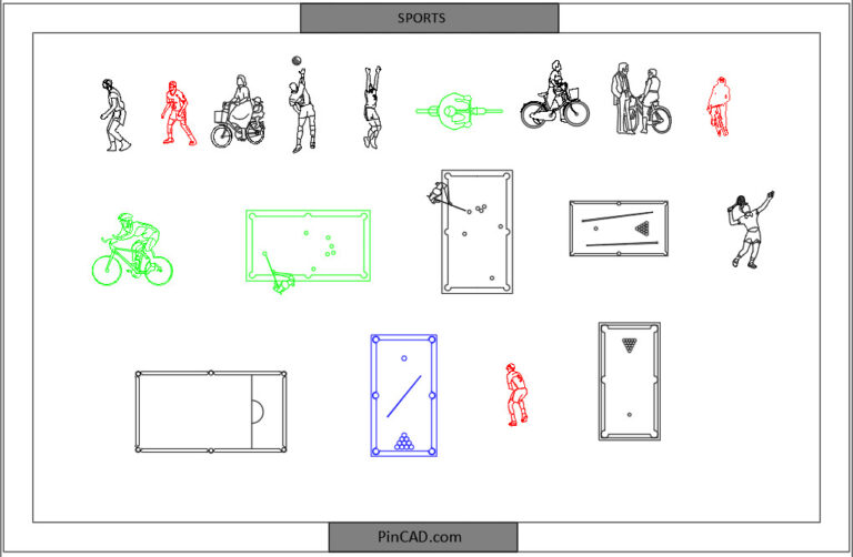 Sports CAD Block – Sports Equipment CAD Blocks - PinCad