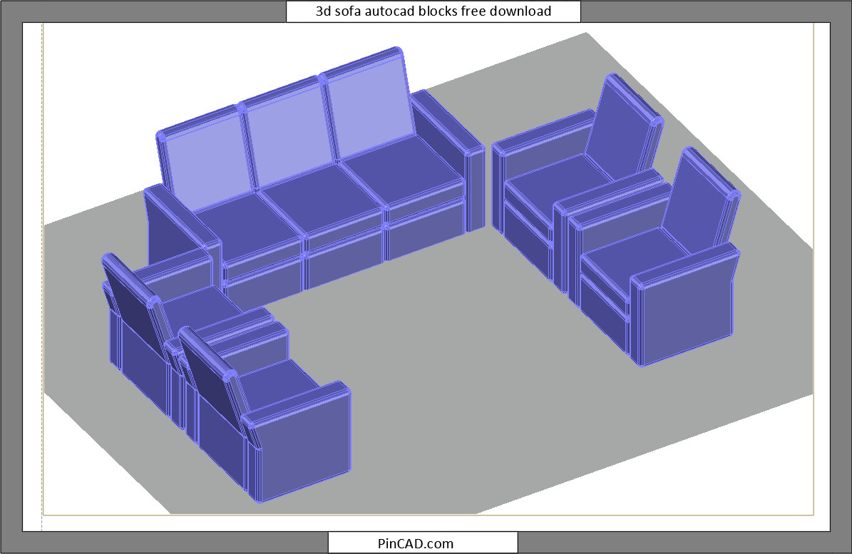 3D Sofa AutoCAD Blocks Free Download - PinCad