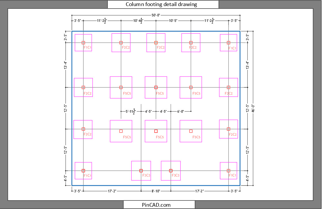 Column Footing Detail Drawing – footing layout drawing - PinCad