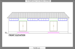 Tin Shade House Front Elevation CAD Block - PinCad