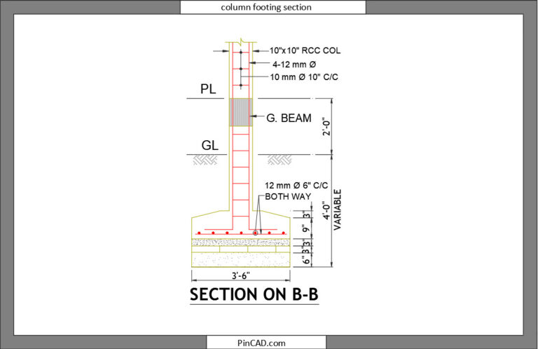 Column Footing Section – Download Now! - PinCad