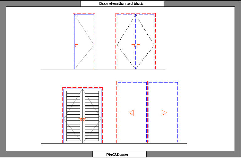Door Elevation CAD Block | Single & Double Door - PinCad