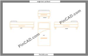 Download Single Bed CAD Block | DWG File for AutoCAD - PinCad