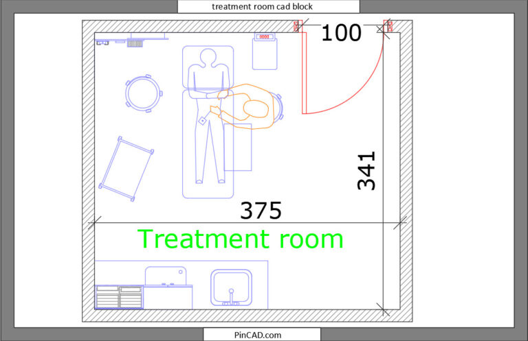 Treatment Room CAD Block – With Dimensions - PinCad