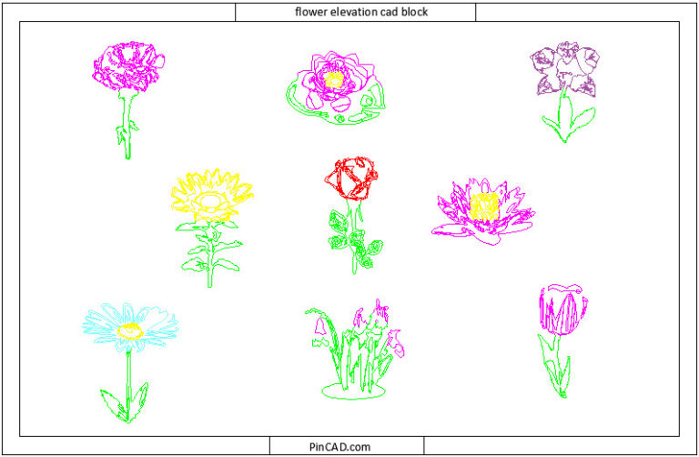 Flower Elevation CAD Block Free Download - PinCad