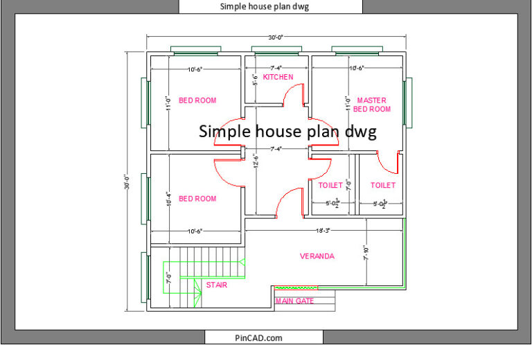 Simple House Plan DWG | AutoCAD Simple Floor Plan File