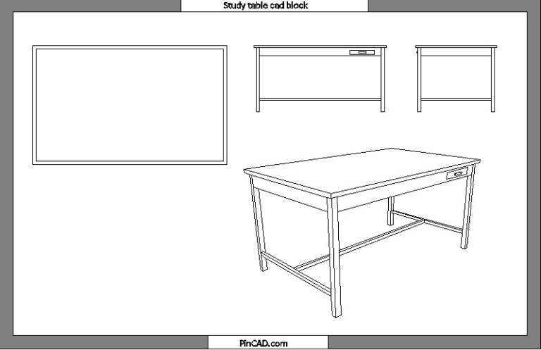 Study Table CAD Block | Study Table AutoCAD Block & Elevation