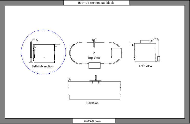 Bathtub Section DWG | Free CAD Block Download - PinCad
