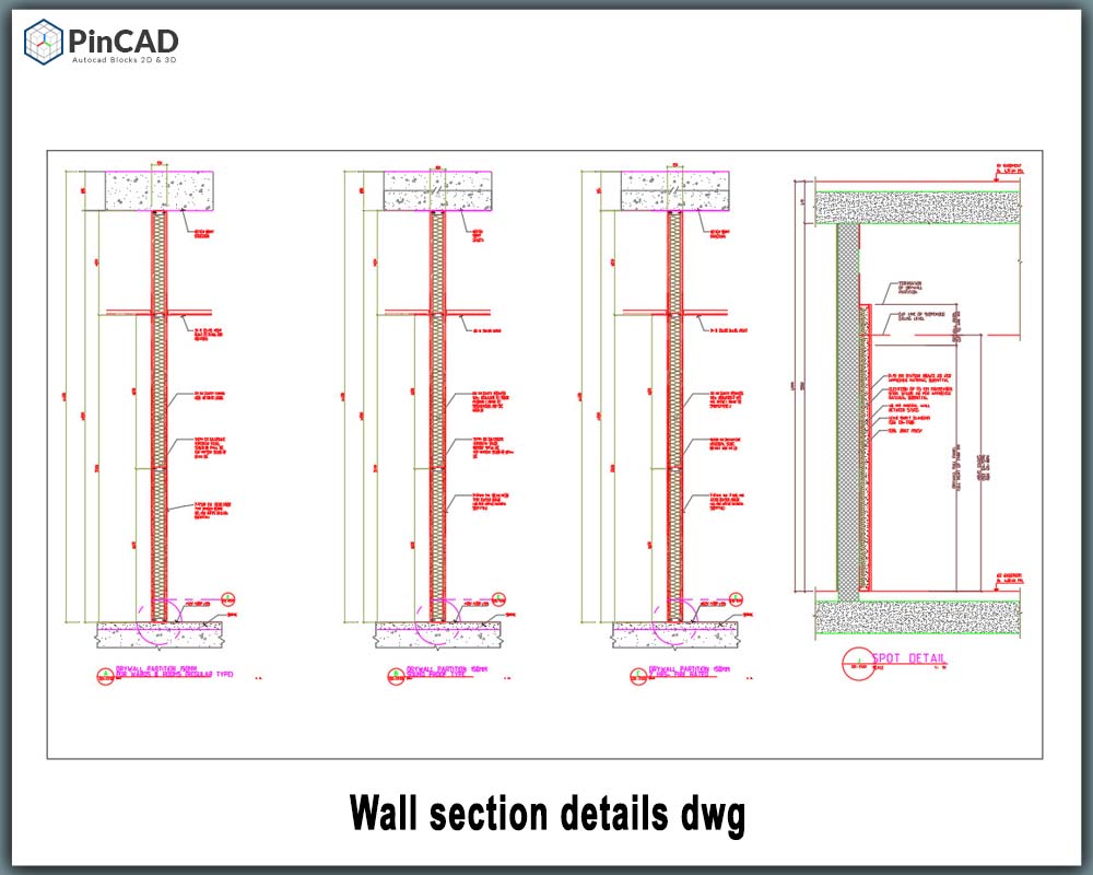 Wall Section Details DWG – Free Architectural Detail File - PinCad