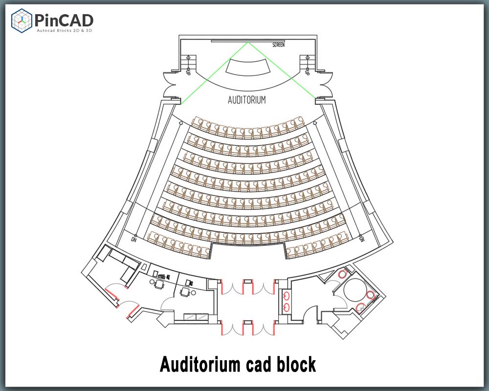 Auditorium CAD Block for Efficient Design - PinCad