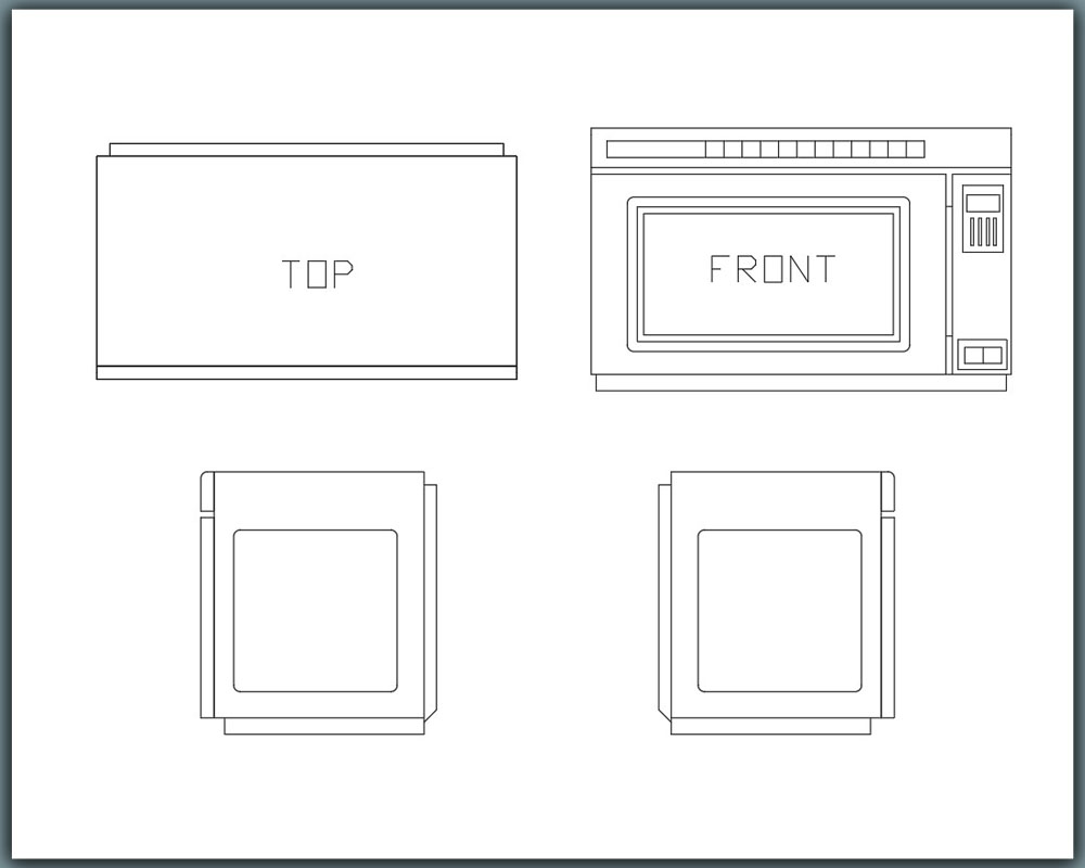 Microwave Oven CAD Block – DWG for Kitchen Design - PinCad