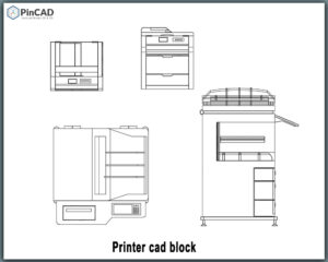 Printer CAD Block – Office Printer & Photocopier DWG - PinCad