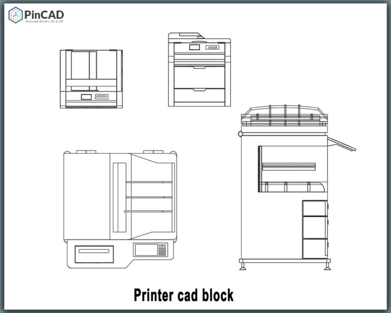 Printer CAD Block – Office Printer & Photocopier DWG - PinCad