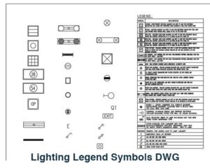 Lighting legend symbols dwg for Electrical Plans - PinCad